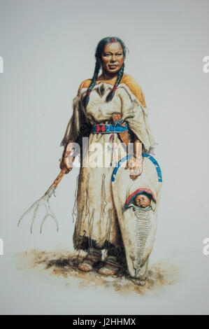 Illustration of the Shoshone woman Sakakawea (also known as Sacajawea ...