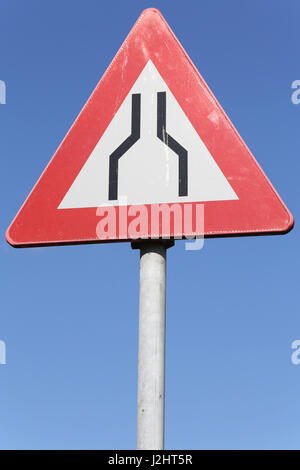 Road narrows on both sides, Road sign, road signs, UK road sign, UK ...