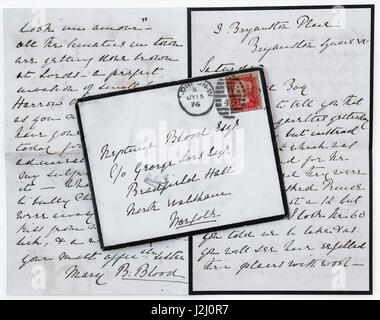 Penny Red Postage Stamp on 1867 Envelope Stock Photo - Alamy