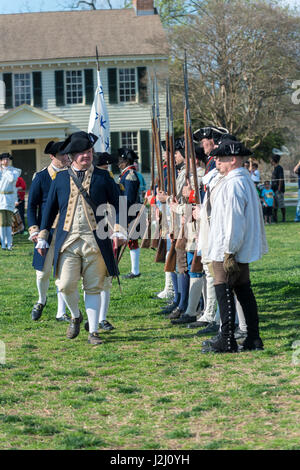 Revolutionary War reenactment at Colonial Williamsburg, Virginia, USA ...