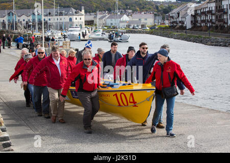 Aberystwyth, Wales, UK. Participating longboats, teams, and support ...