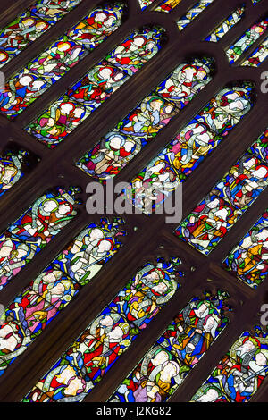England, Dorset, Sherbourne, Sherbourne Abbey, Stained Glass Window ...