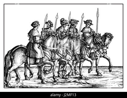 Vintage engraving, medieval boar hunt Stock Photo - Alamy
