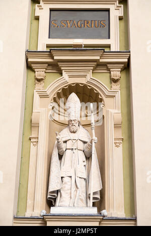 Statue of Saint Syagrius on the facade of the baroque Cathedral of ...