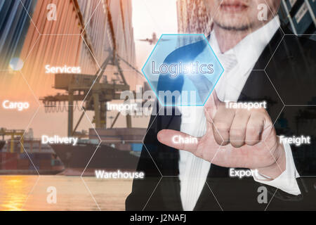 Businessman holding digital icons Stock Photo - Alamy