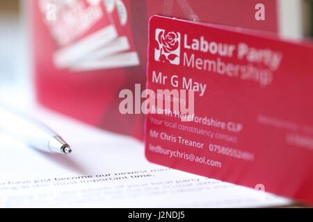 Labour Party membership card and welcome pack 2017 Stock Photo - Alamy