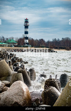 View of the lighthouse on a windy day in Mandacaru, Maranhao, Brazil ...