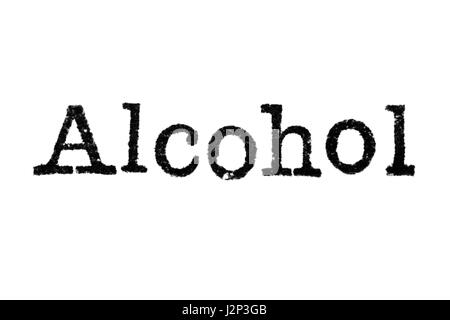 The word Alcohol Abuse from a typewriter on a white background Stock ...