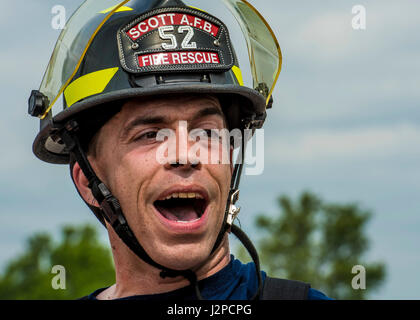 Senior Airman Andrew Brock, 932nd Civil Engineer Squadron firefighter ...