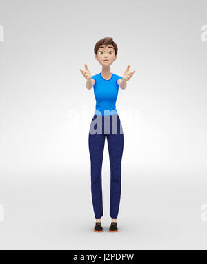 Vulnerable, Sad and Helpless Jenny - 3D Cartoon Female Character Model ...