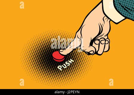 Hand push the red button with finger Stock Vector Image & Art - Alamy
