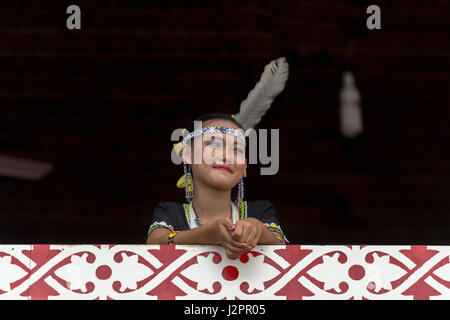 :Murut lady in traditional costume decorated with colorful beads during ...