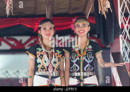 :Murut lady in traditional costume decorated with colorful beads during ...