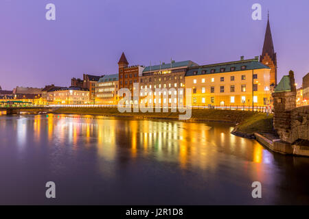 Malmo Cityscape downtown at night twilight in Sweden Stock Photo - Alamy