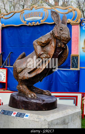 White Rabbit statue at an Alice in Wonderland event at RHS Wisley ...