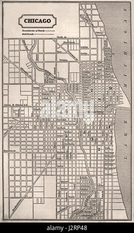 A historical map of Chicago, showcasing the city’s layout, development ...