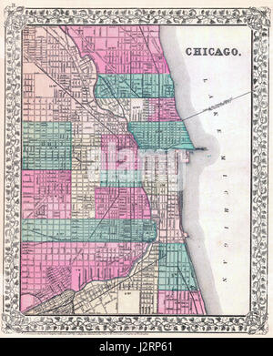 A historical map of Chicago, showcasing the city’s layout, development ...