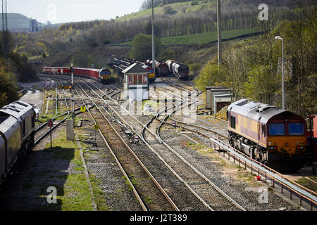 Class 66 freight trains at Cemex Quarry in Dove Holes High Peak Stock ...