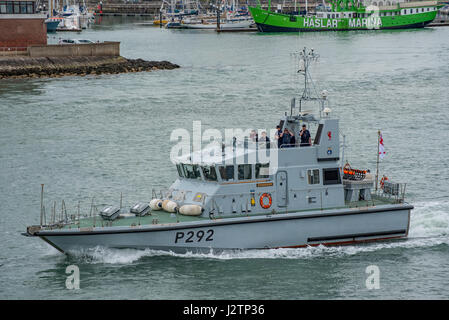 The Naval Patrol Boat, P292, HMS Charger, training with the RNLI off ...