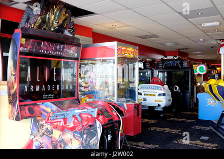 Fruit Machines in seaside Amusement Arcade at Herne Bay, Kent Stock ...