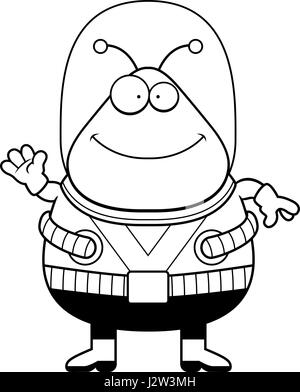happy cartoon alien waving Stock Vector Image & Art - Alamy