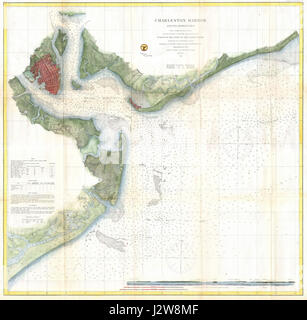 The 1866 U.S.C.S. map of Charleston Harbor provides a detailed nautical ...