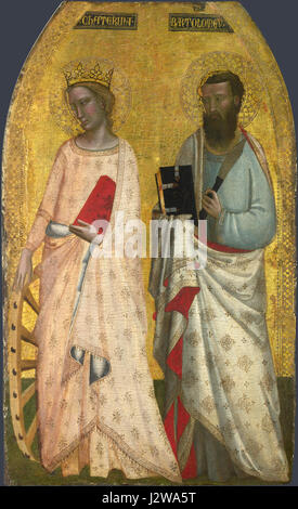The 'Saints Catherine and Bartholomew' painting, created around 1350 by ...