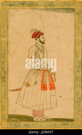 This portrait of Aurangzeb, the Mughal emperor, depicts him in his ...