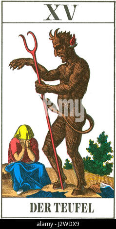 Tarot card “The Devil” symbolizing temptation, shadow desires, and the ...