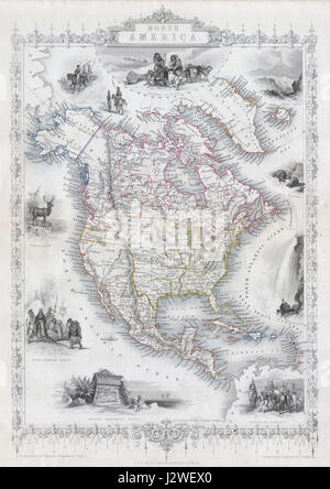 The 1850 Tallis Map of North America showcases the geographical layout ...