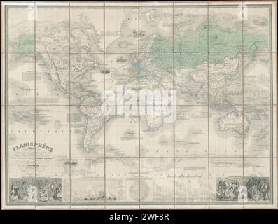 The 1857 Vuillemin Case Map of the World on Mercator's Projection is a ...
