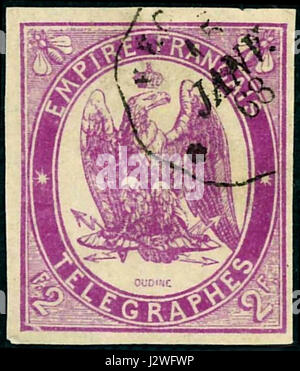 2f France telegraph stamp 1868 Stock Photo - Alamy