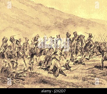 A historical scene depicting a military charge with soldiers on ...