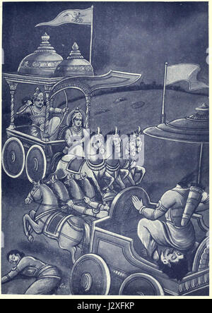 This scene depicts the legendary battle between Lord Krishna and ...