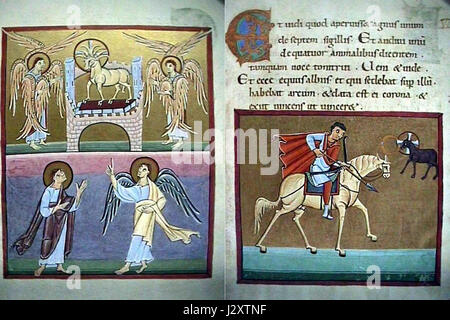 Folio 013v from the Bamberg Apocalypse manuscript depicts the Lamb of ...