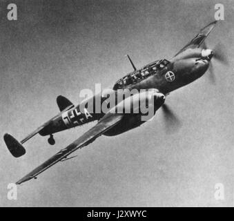 German Messerschmitt Me-110 fighter-bomber, which crash-landed near ...