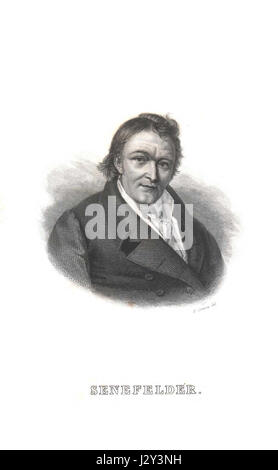 Alois Senefelder, known as the inventor of lithography, is depicted in ...