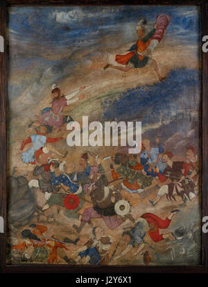 A battle scene from the 1570 Hamzanama, an illuminated manuscript ...