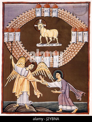 The 'Bamberg Apocalypse Folio 055r' depicts the vision of the New ...