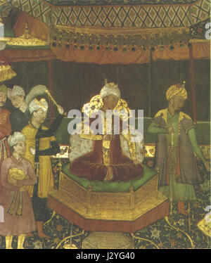 Babur, the founder of the Mughal Empire, is depicted in this historical ...