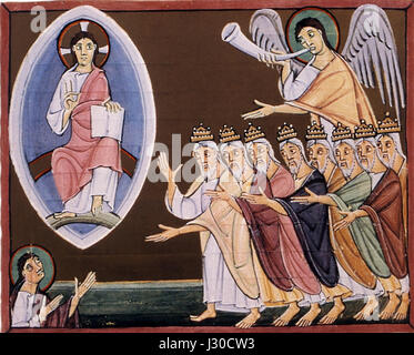 This illuminated manuscript, the Bamberg Apocalypse, depicts the River ...