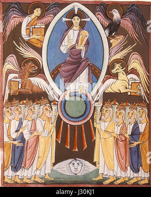 This illuminated manuscript, the Bamberg Apocalypse, depicts the River ...