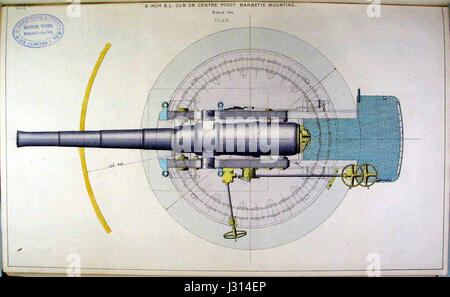 BL 6 inch Armstrong gun on CP mounting plan diagram Stock Photo - Alamy