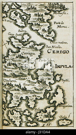 The painting 'Cerigo insula' by Jacob Von Sandrart, created in 1687 ...