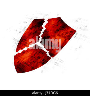 Privacy concept: Broken Shield on digital background Stock Photo - Alamy