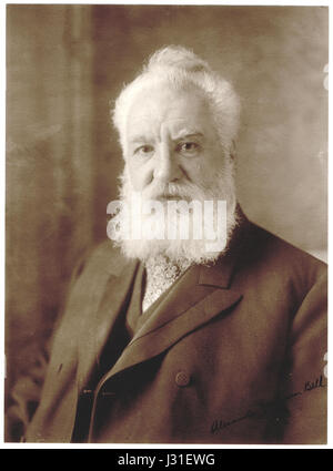 A portrait of Alexander Graham Bell, the renowned inventor known for ...