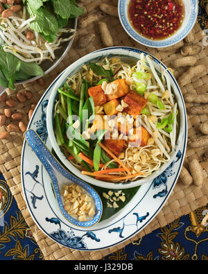 Traditional bowl of Vietnamese bun vermicelli rice stick noodle salad ...