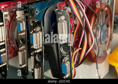 A lot of old dusty computer graphics cards Stock Photo - Alamy