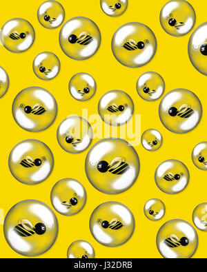 Small and large, transparent bubbles float across a background of teal ...