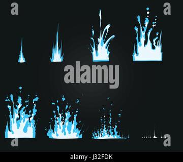 Water ripple animation. Cartoon splash fx effect 2d game, sprite sheet ...